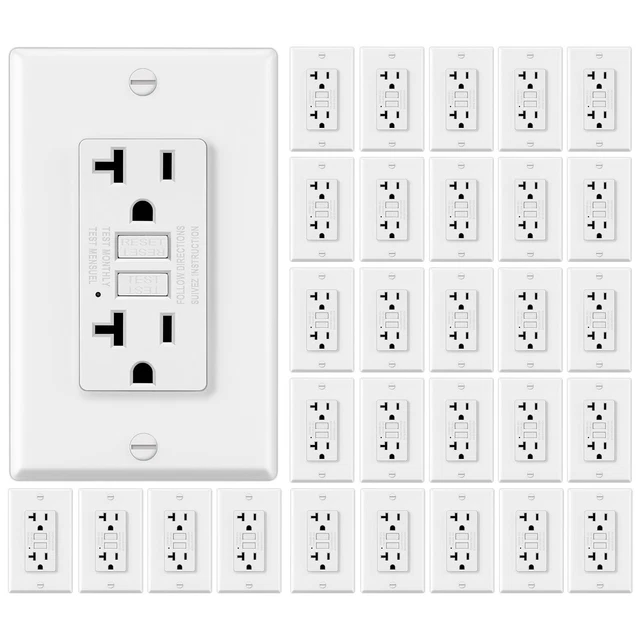 30 PACK GFCI Outlet 20 Amp, Non-Tamper Resistant, Decor GFI Receptacles ...