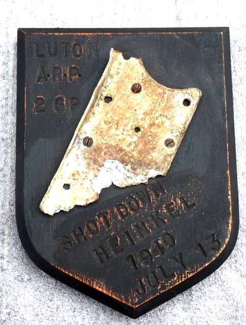 WOOD SHIELD DISPLAY Remains Of Heinkel Shot Down - 1940 - Luton Arp Ww2 ...