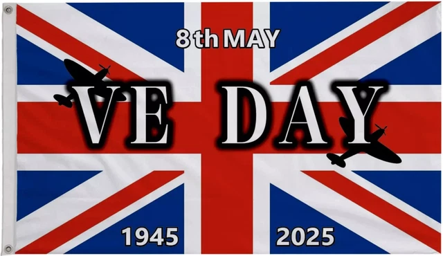 VE DAY VICTORY in Europe 80th Anniversary Union Jack Polyester 5'x3 ...