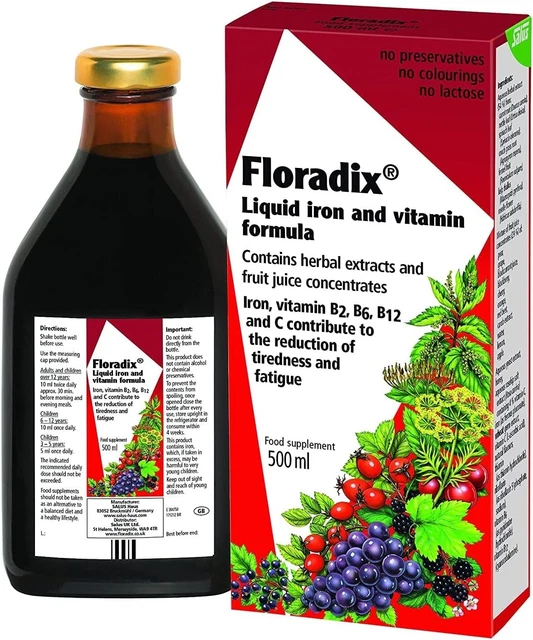 FLORADIX LIQUID IRON & Vitamin Formula 500 ml £16.39 - PicClick UK