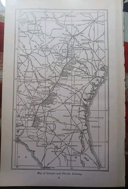 1906 TRAIN ROUTE Map GEORGIA AND FLORIDA RAILWAY Vickers Vidalia Thrift ...