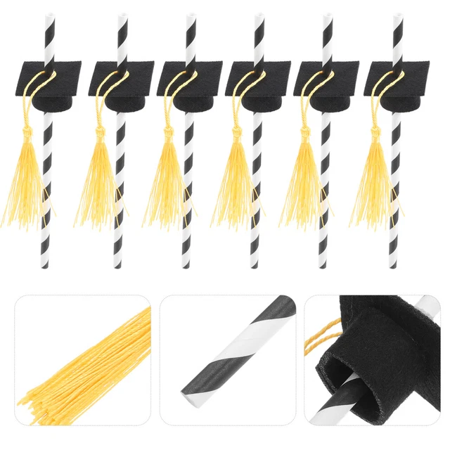 GRADUATION SEASON 48 pcs Graduation Graduation Cap Drinking Straw ...