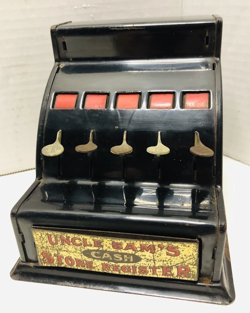 VINTAGE TIN TOY Uncle Sam’s Store Cash Register Durable Toy & Novelty ...