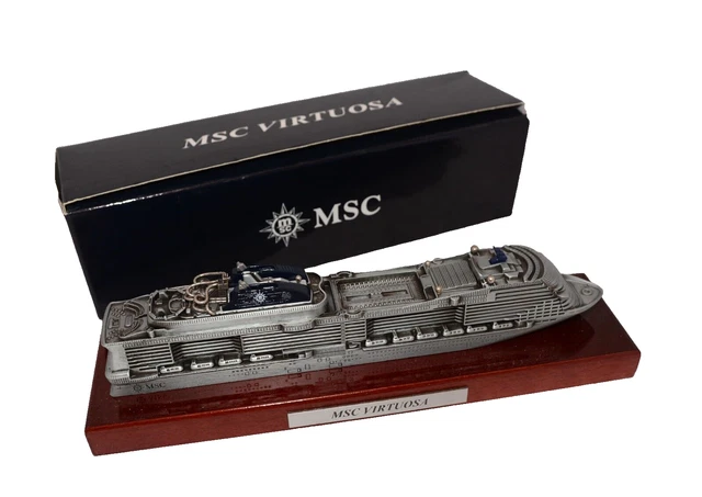 MSC VIRTUOSA CRUISE Ship Press-Cast Metal Scale Model On Wooden Base ...