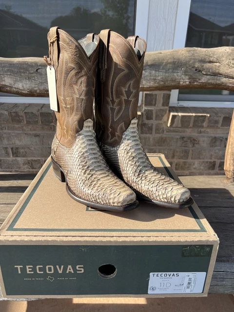 TECOVAS “THE BARTON” Black Sand Python Cowboy Boots Size 11D Never Worn ...