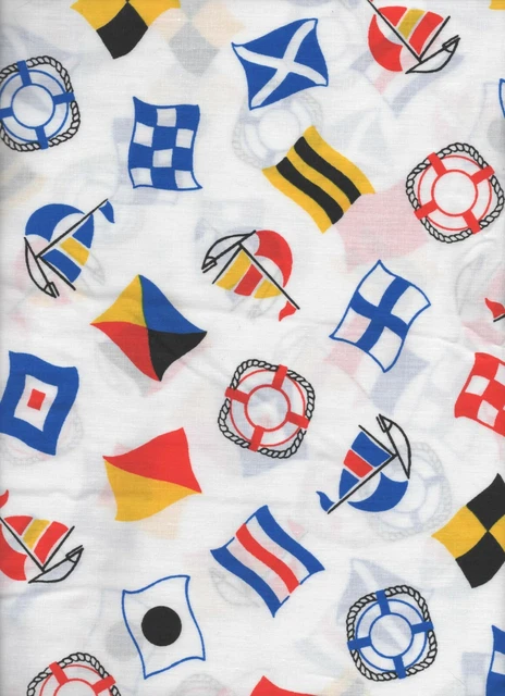 4 YDS VINTAGE Screen Print Leon & Rosenblatt Textiles Flags Print $16. ...