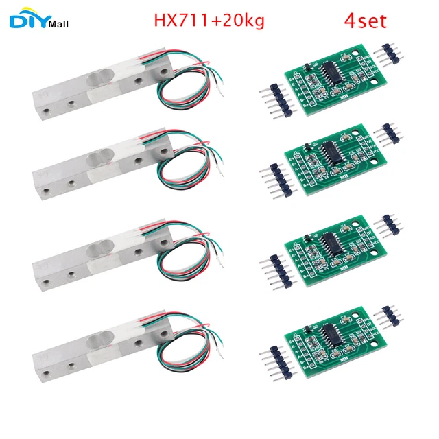 DIYMALL 4PCS 20KG Scale Load Cell Weight Sensor+HX711 AD Module ...
