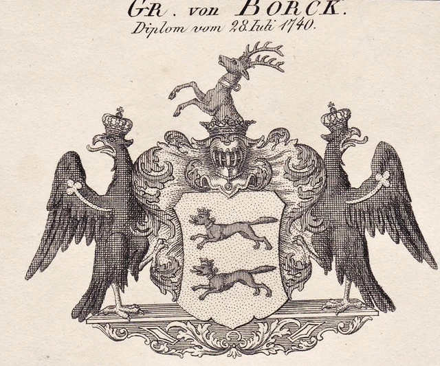 BORCK WAPPEN COAT of arms Genealogie Heraldik heraldry Kupferstich 1820 ...