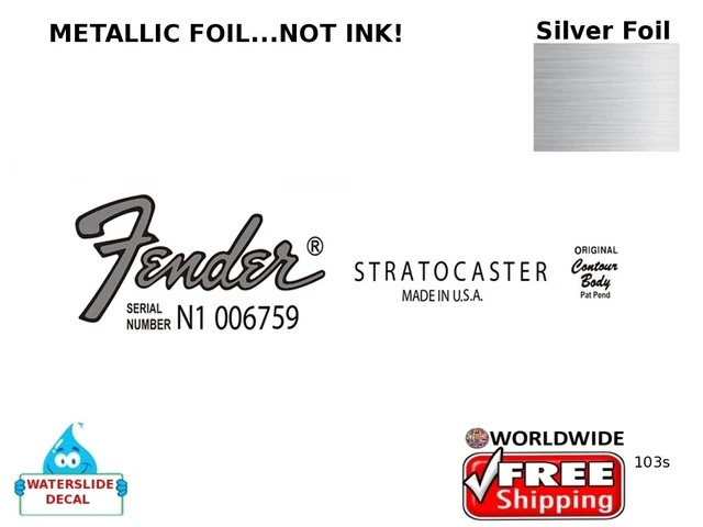 FENDER STRATOCASTER GUITAR decal headstock Restoration decal waterslide 103s $14.00 - PicClick CA