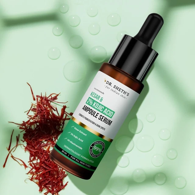 DR. SHETH'S KESAR & 2% Kojic Acid Ampoule Serum | Pigmentation & Dark ...