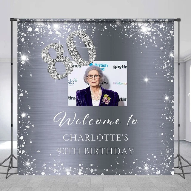 PERSONALIZED PHOTO SILVER Diamonds Birthday Backdrop $36.09 - PicClick AU