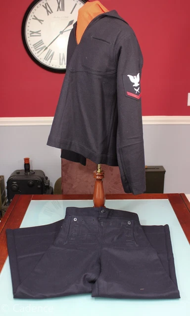 US POST WW2 Navy USN Named Enlisted Working Blue Jumper Uniform W ...