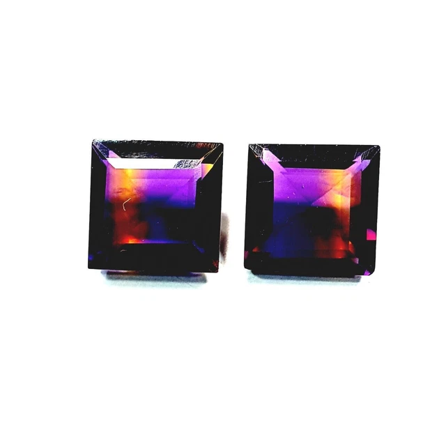 15 CT 2 Pec Natural Bi Color Ametrine Gemstone Certified Square Stone ...