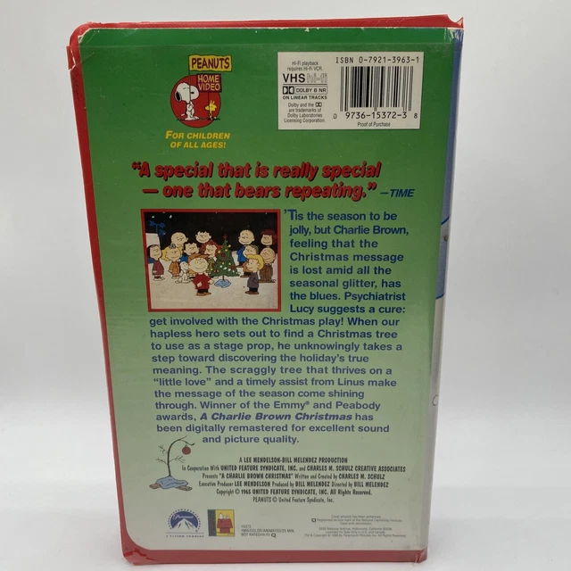 A CHARLIE BROWN Christmas VHS Peanuts Snoopy VHS Video Tape Holiday ...