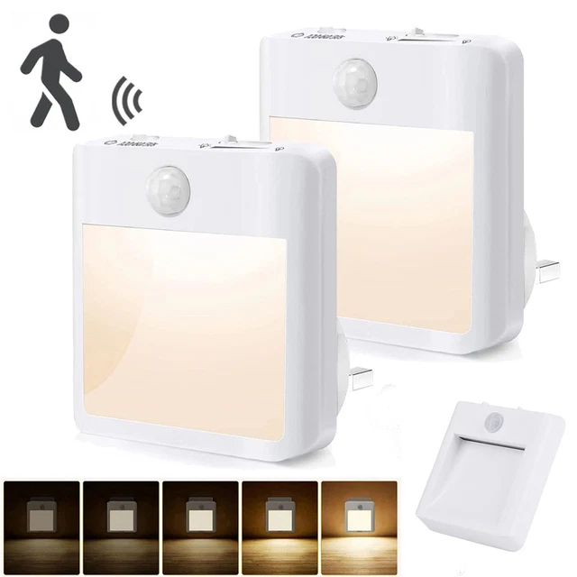 DIMMABLE PLUG-IN LED Motion Sensor Night Lights with Dusk to Dawn ...