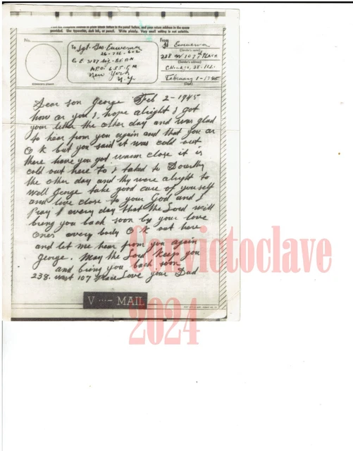 39-45 LETTRE VMAIL à un GI's 3187th signal bat APO 655 RARE WW2 février ...