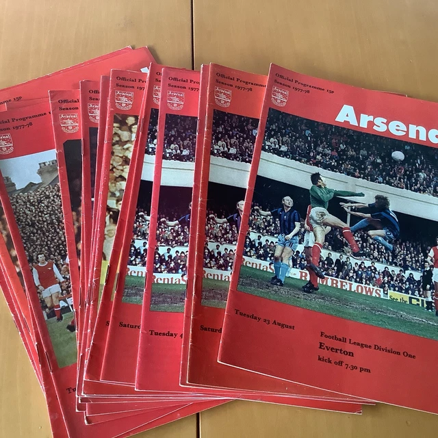 COMPLETE SET OFF 21 Arsenal FC 1977/78 Home League Programmes*** £9.95 ...