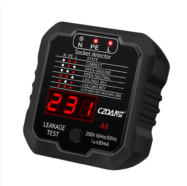 UK MAINS SOCKET Tester 240V Test Plug In Socket Safe Fault Earth Live ...