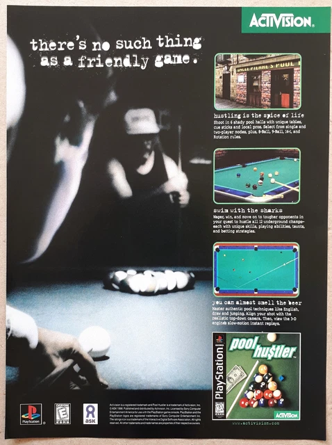 MAGAZINE PRINT AD POOL HU5TLER 1998 PlayStation PS1 ACTIVISION £9.77 ...