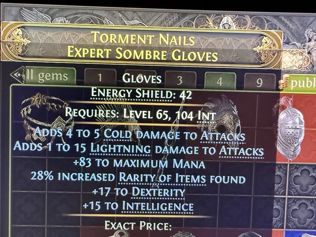 PATH OF EXILE 2 Poe2 Gloves 5 Cold Dmg 15 Light Dmg 83 Mana 28 Mf 17 ...