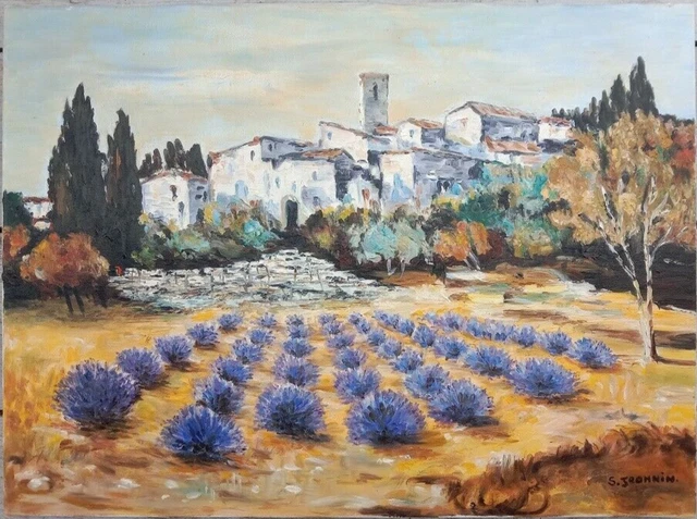 TABLEAU CONTEMPORAIN - Huile sur toile - Paysage de provence - Signée EUR 185,00 - PicClick FR
