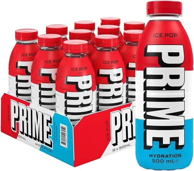 12 X PRIME Hydration Ice Pop Sports Drink Electrolyte Enhanced 500ml ...