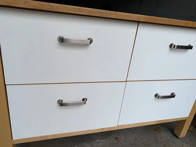 IKEA VARDE FREESTANDING KITCHEN Four Drawer Unit in White / Beech ...