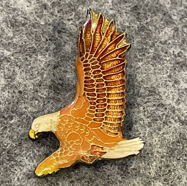 BALD EAGLE FLYING Talons Wings Flight Bird Enamel American USA Vintage ...
