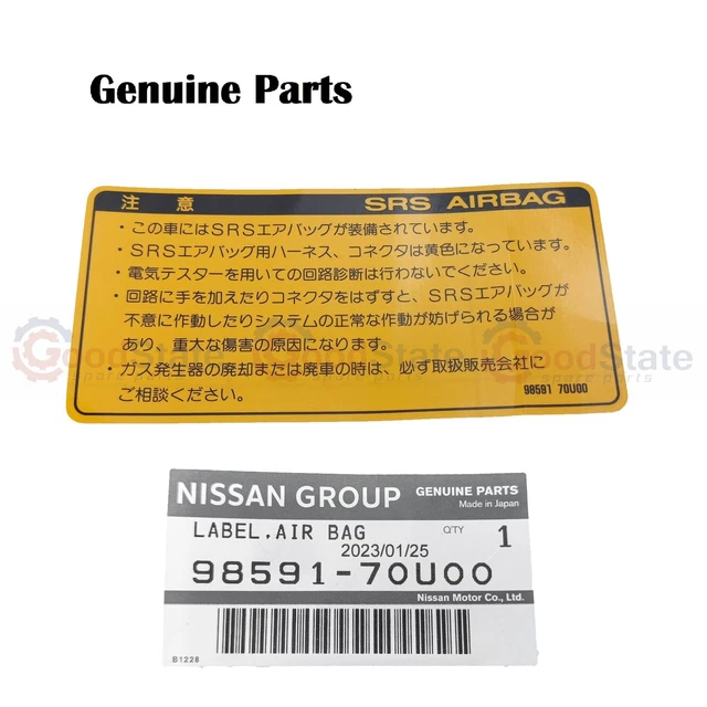 GENUINE NISSAN SKYLINE R32 R33 GTR GTS-4 GTST Airbag Warning Decal ...