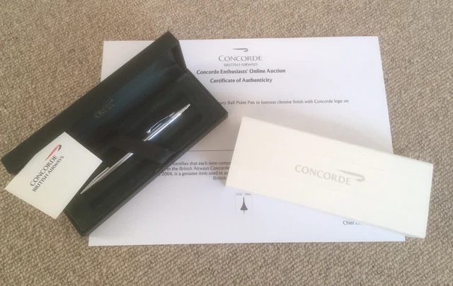 BRITISH AIRWAYS CONCORDE Chrome Ballpoint Pen by Cross New Boxed Unused ...