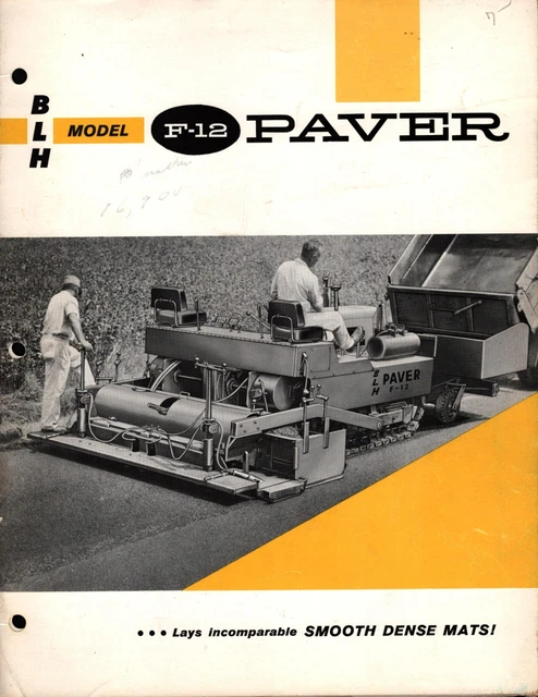 VINTAGE BALDWIN LIMA Hamilton BLH Model F-12 Paver Catalog £7.36 ...