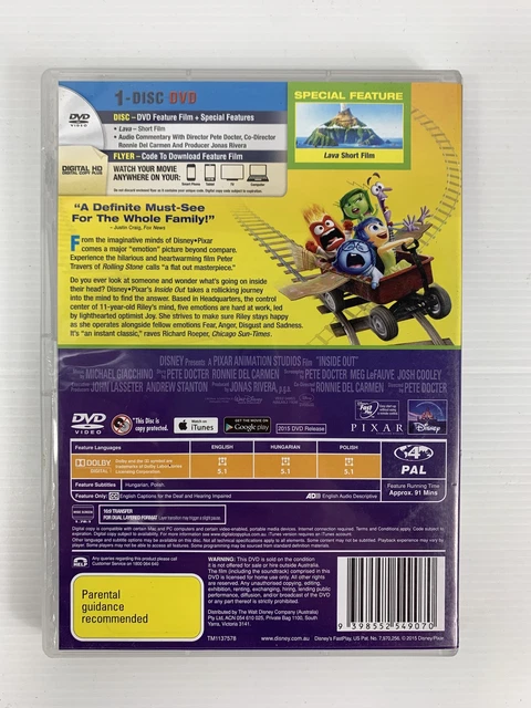 INSIDE OUT DISNEY Pixar DVD R4 Kids Family Movie EUR 6,60 - PicClick IT