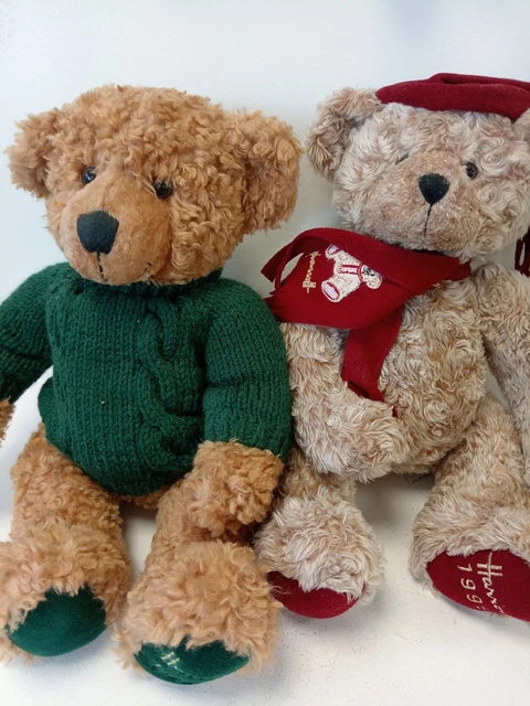 RARE VINTAGE HARRODS Bears 1999 1998 Green Jumper Soft Toy Decorative ...