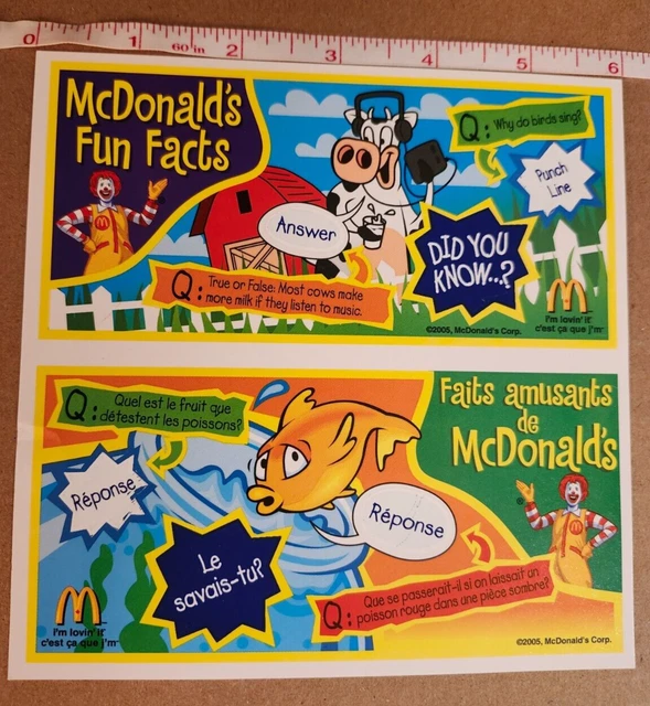 VINTAGE FUN FACTS McDonald’s activity item 2005 $2.00 - PicClick CA