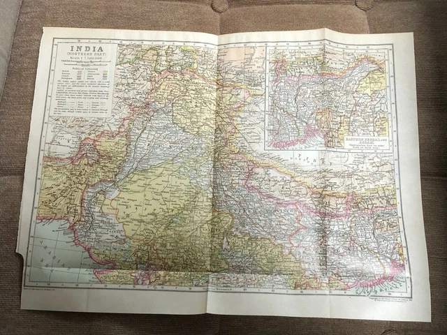 1911 ANTIQUE COLOUR map - india ( northern part ) £24.99 - PicClick UK