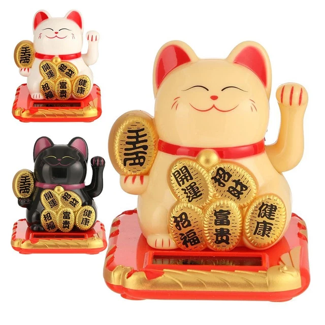 FORTUNE SYMBOL WELCOMING Wealth Waving Cat Figurine Fortune Cats Maneki ...