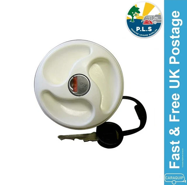 LOCKABLE WATER TANK Filler Cap c/w Keys White Caravan Motorhome ...