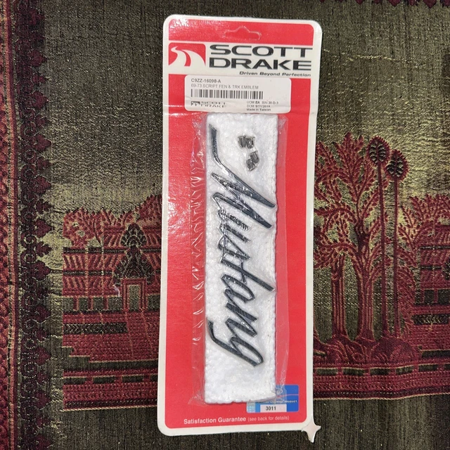 SCOTT DRAKE 1969 1970 1971 1972 1973 Ford Mustang Fender Script Emblem ...