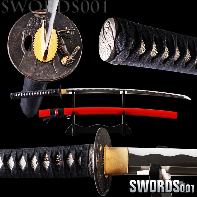 BATTLE READY JAPANESE Samurai Katana Sword Carbon Steel sharp blade red ...