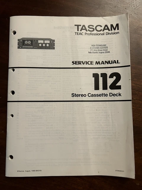 TEAC TASCAM 112 Stereo Cassette Tape Deck Service Manual OEM Vintage ...