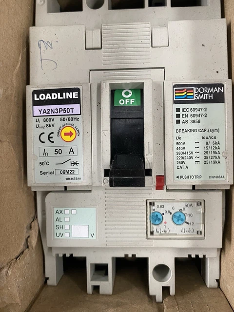 DORMAN SMITH LOADLINE mccb 50A TP MCCB YA2N3P50T £75.00 - PicClick UK