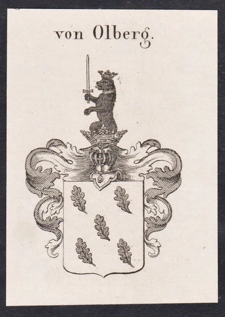 OLBERG WAPPEN COAT of arms Heraldik heraldry Genealogie Kupferstich ...