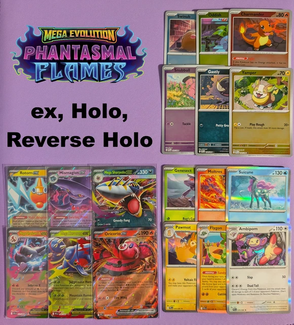POKEMON TCG MEGA Evolution Phantasmal Flames - ex, Holos, Reverse Holos ...