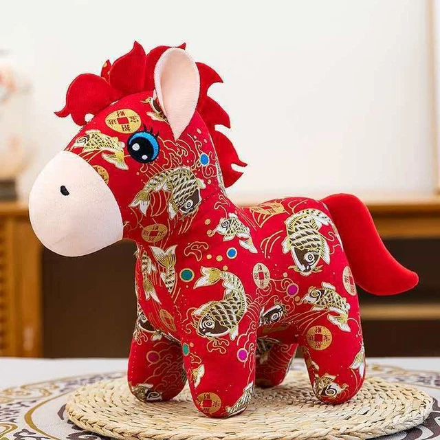 HORSE YEAR ZODIAC Plush Toy With Koi Fish And Cloud Print Design For ...