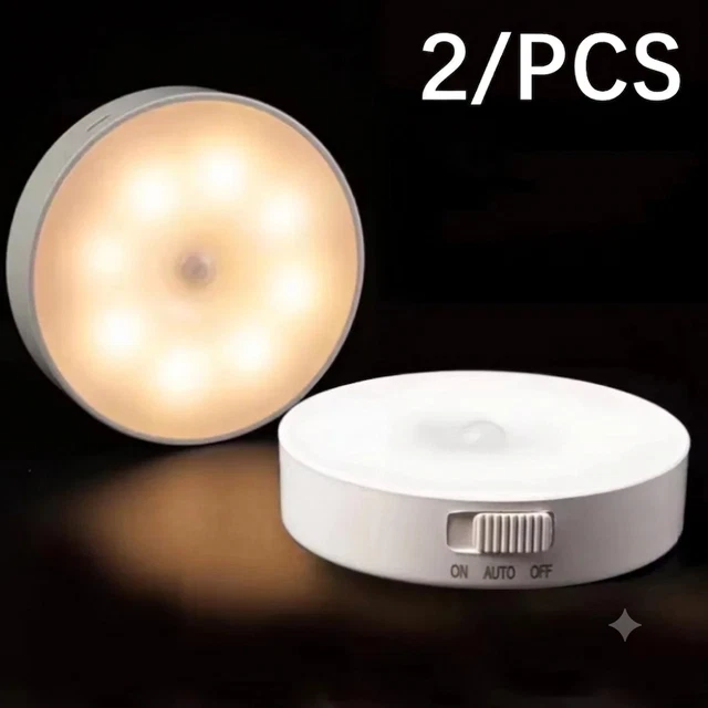 LED MOTION SENSOR Light Rechargeable PIR USB Portable Cabinet Stair ...