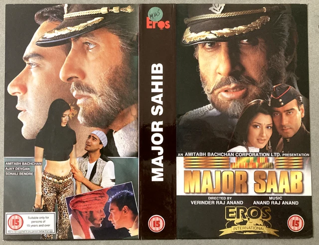 MAJOR SAAB (ORIGINAL) VHS Video - Hindi Bollywood Film - Amitabh / Ajay ...