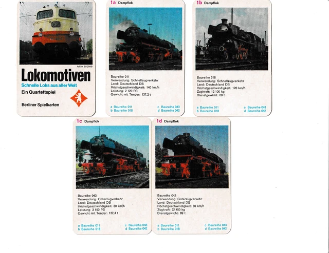 GERMAN VINTAGE 1970S Quartett "LOKOMOTIVEN" (Locomotives) Card Game $8. ...