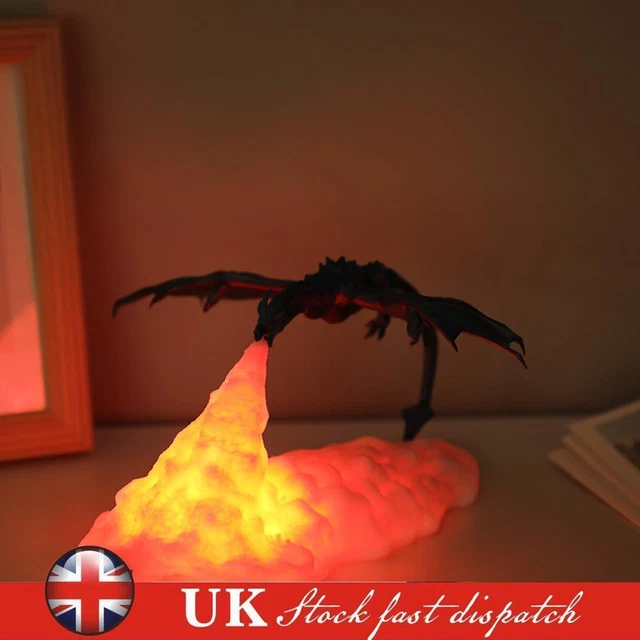 3D PRINTED LED Lamps USB Charge Fire/Ice Dragon Atmosphere Light ...