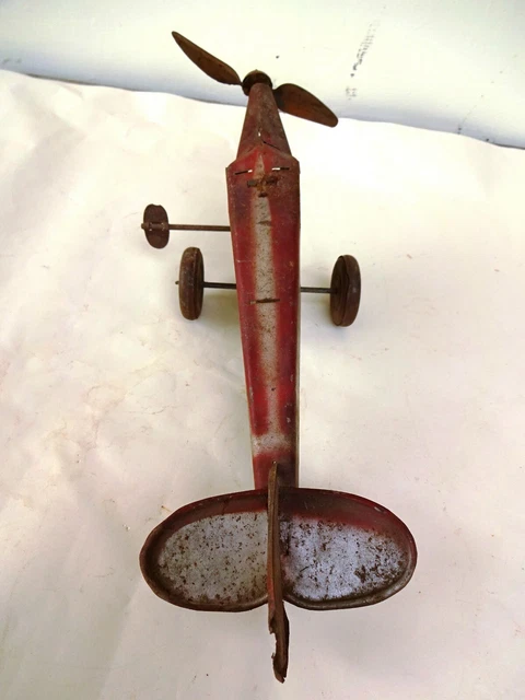 ANTIQUE TIN TOY Clockwork Airplane Propeller Aircraft tin toy Fighter ...