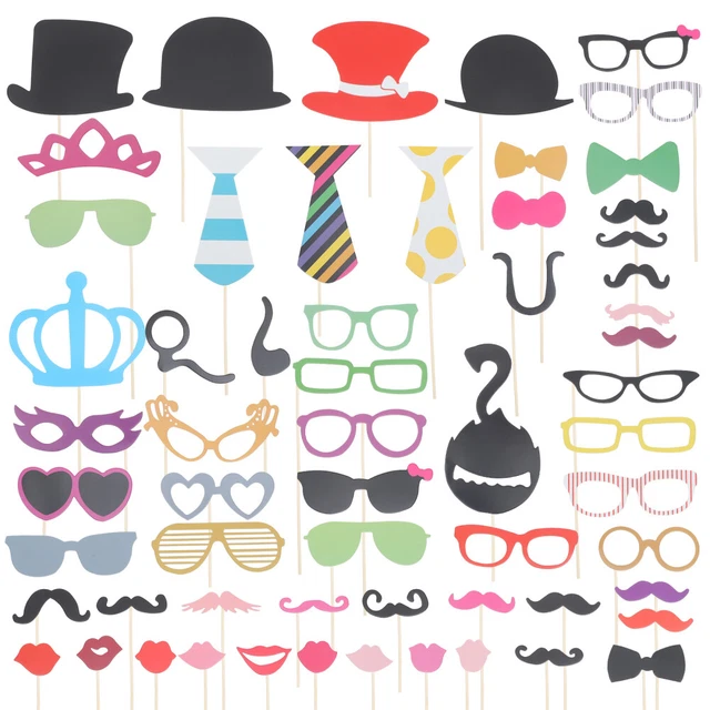 DISGUISE KIT FUNNY Photo Booth Props Cardstock Group Child Bride £8.49 ...